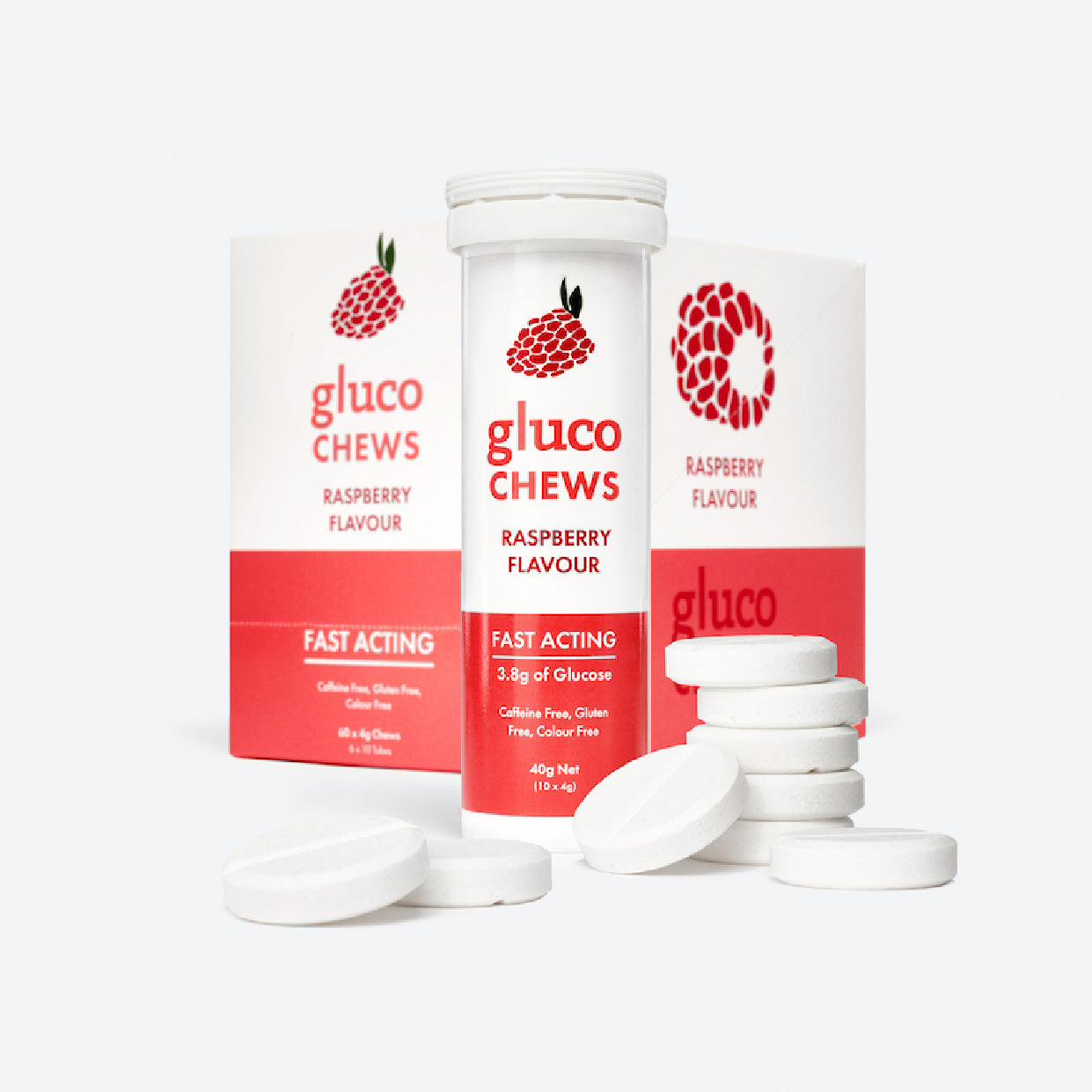 Fast Acting Glucochews | Raspberry | 6 tubes of 10 chews – Glucology Store
