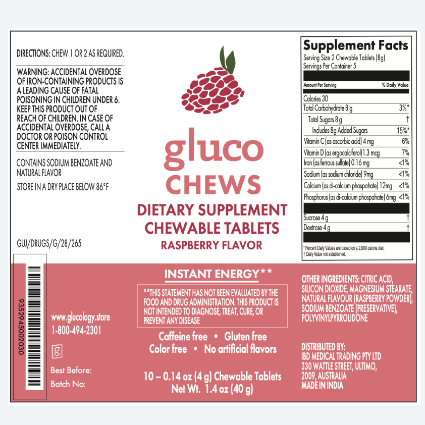 Fast Acting Glucochews | Raspberry | 6 tubes of 10 chews – Glucology Store